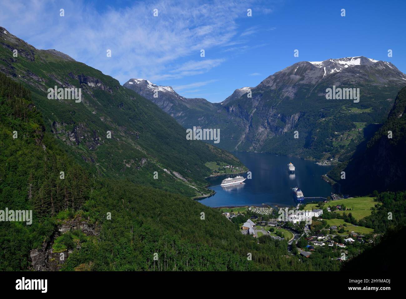 View of the Geirangerfjord from the Dalsnibba viewing platform, Norway ...