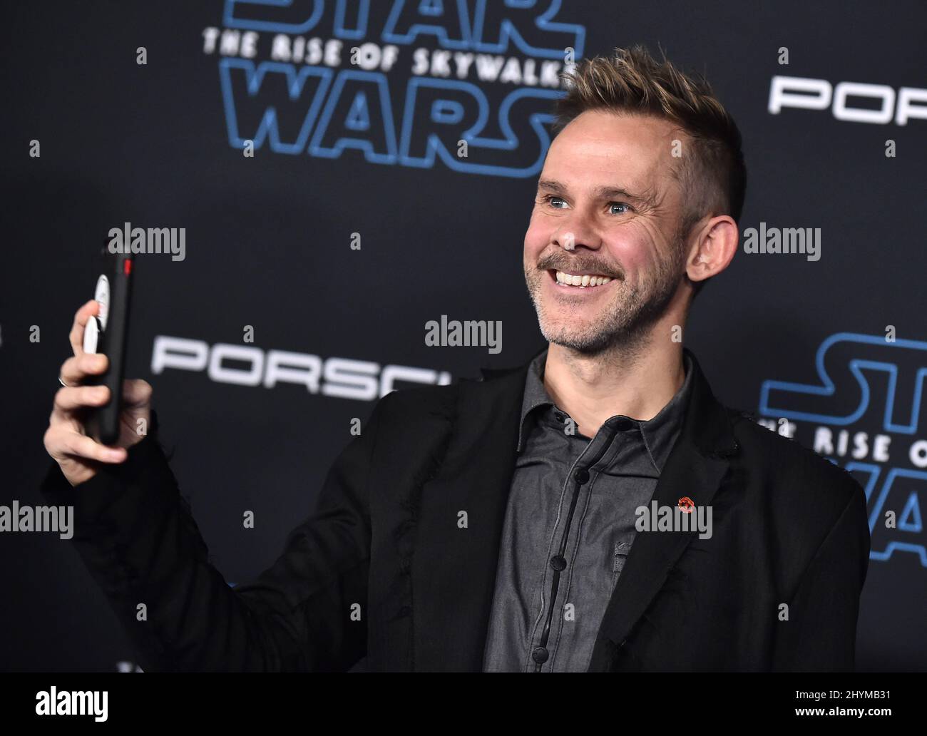 Dominic Monaghan attending the World Premiere of Star Wars: The Rise of ...