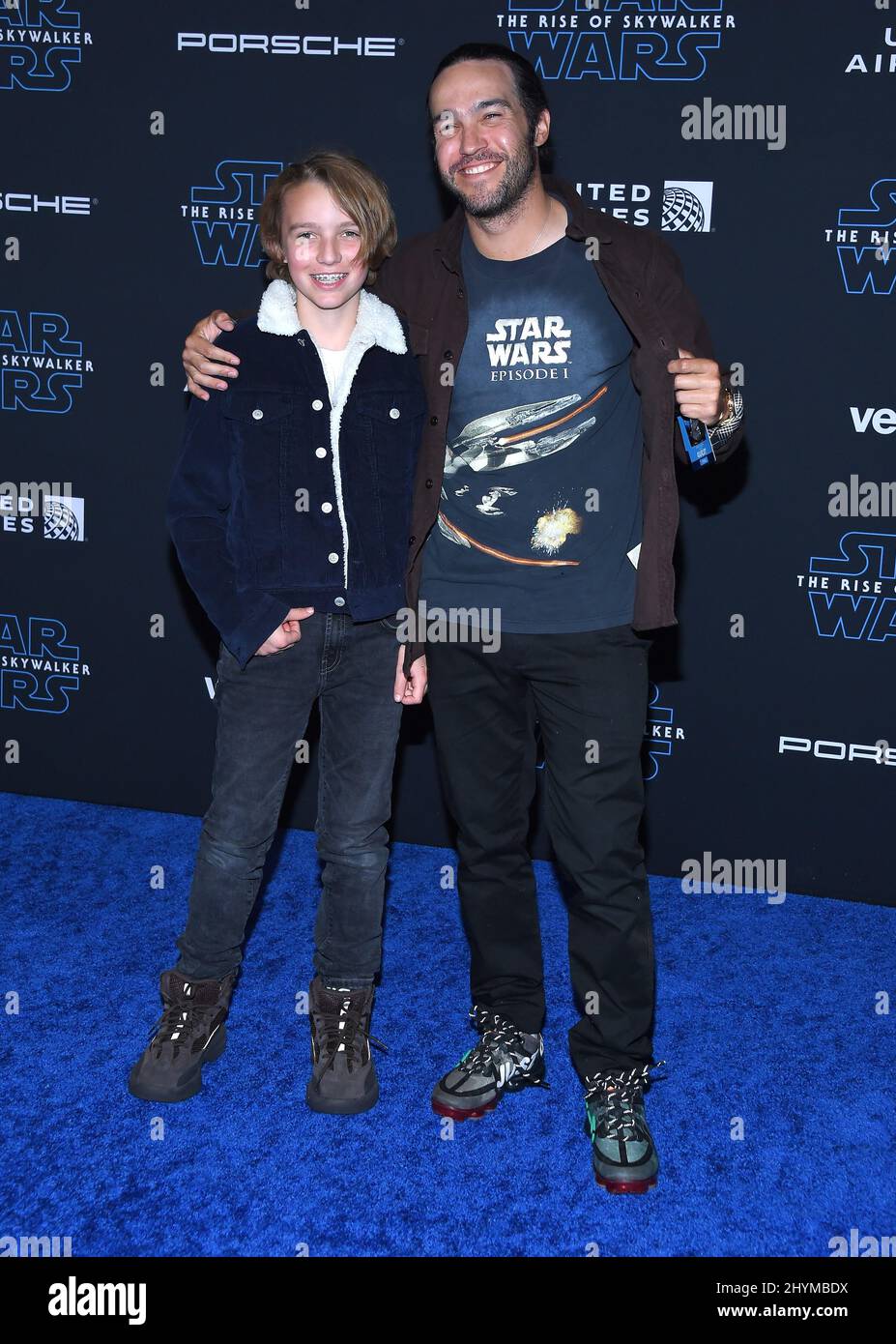 Pete Wentz and Bronx Wentz attending the World Premiere of Star Wars ...