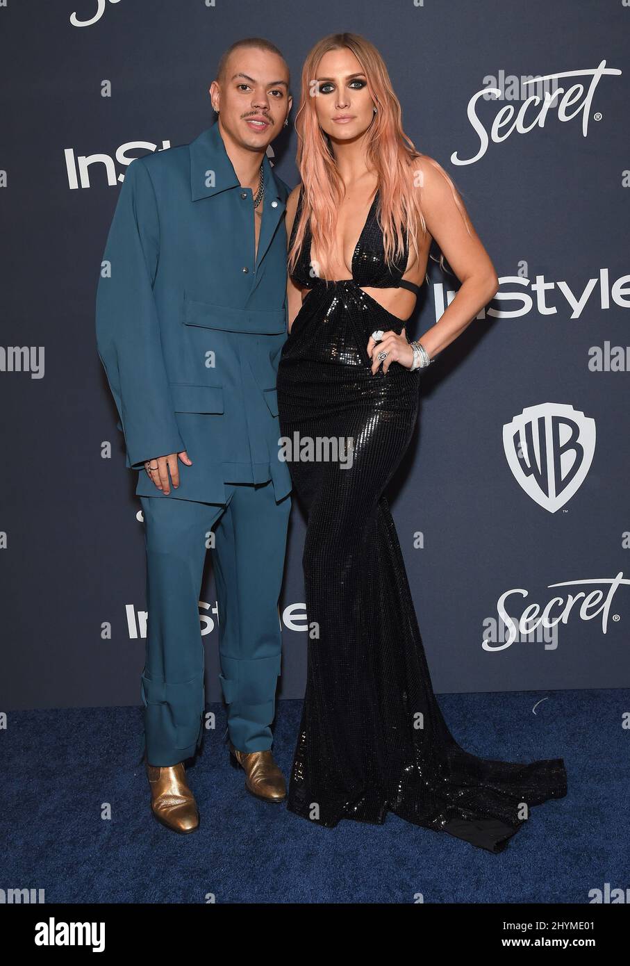 Evan Ross and Ashlee Simpson at the Instyle and Warner Bros Golden ...