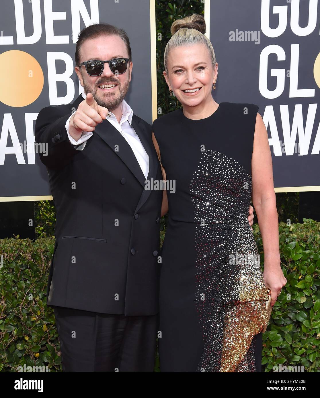 Ricky Gervais and Jane Fallon at the 77th Golden Globe Awards held at ...
