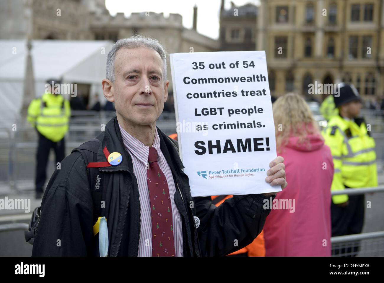 Peter Tatchell - LGBT and human rights campaigner - outside Westminster ...