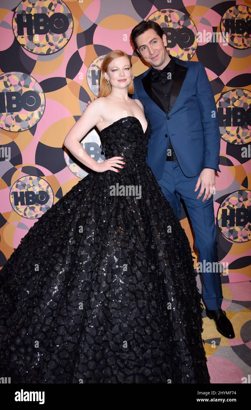 Sarah Snook and Nicholas Braun at HBO's Golden Globes Afterparty held ...