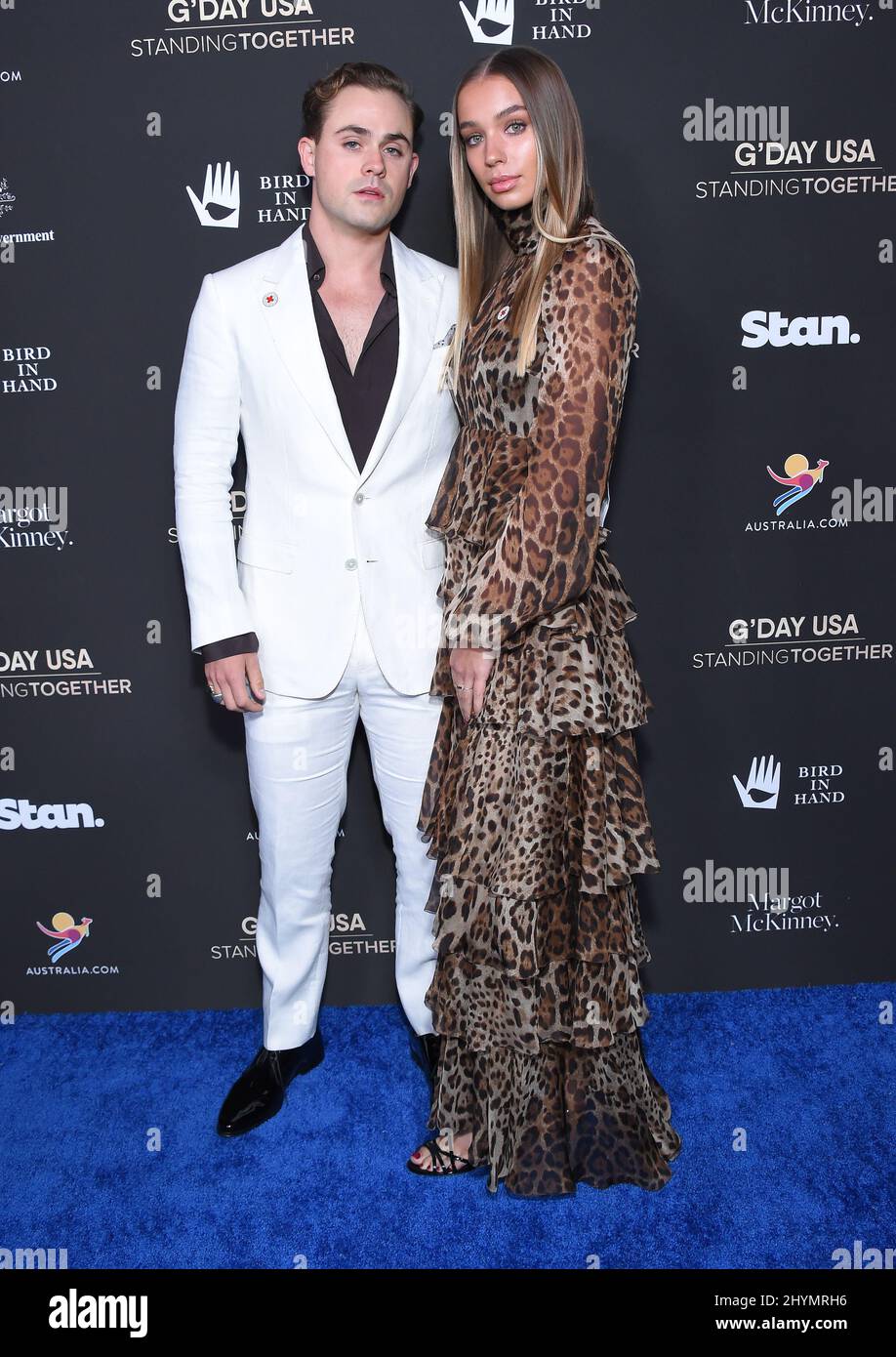Dacre Montgomery and Liv Pollock arriving to the G'€™Day USA 2020 at ...
