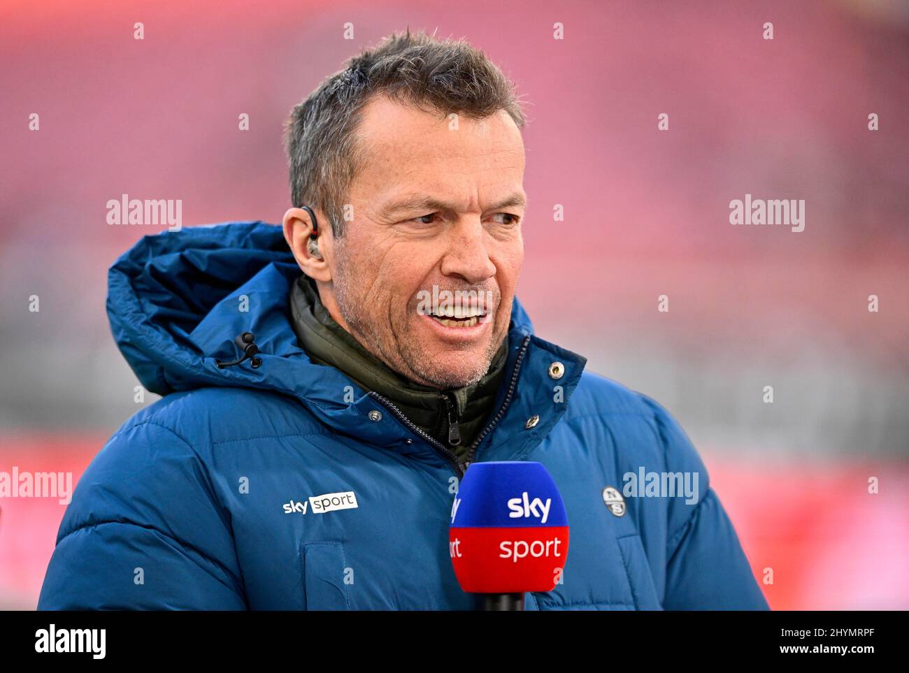SKY Sport TV expert, Lothar Matthaeus, microphone with logo, Mercedes ...