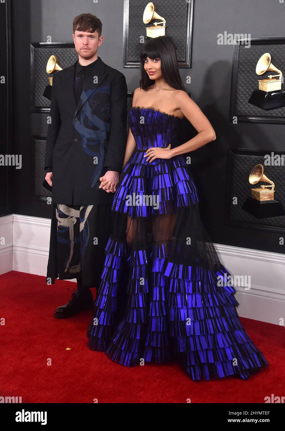 James Blake and Jameela Jamil attending the 2020 GRAMMY Awards held at ...