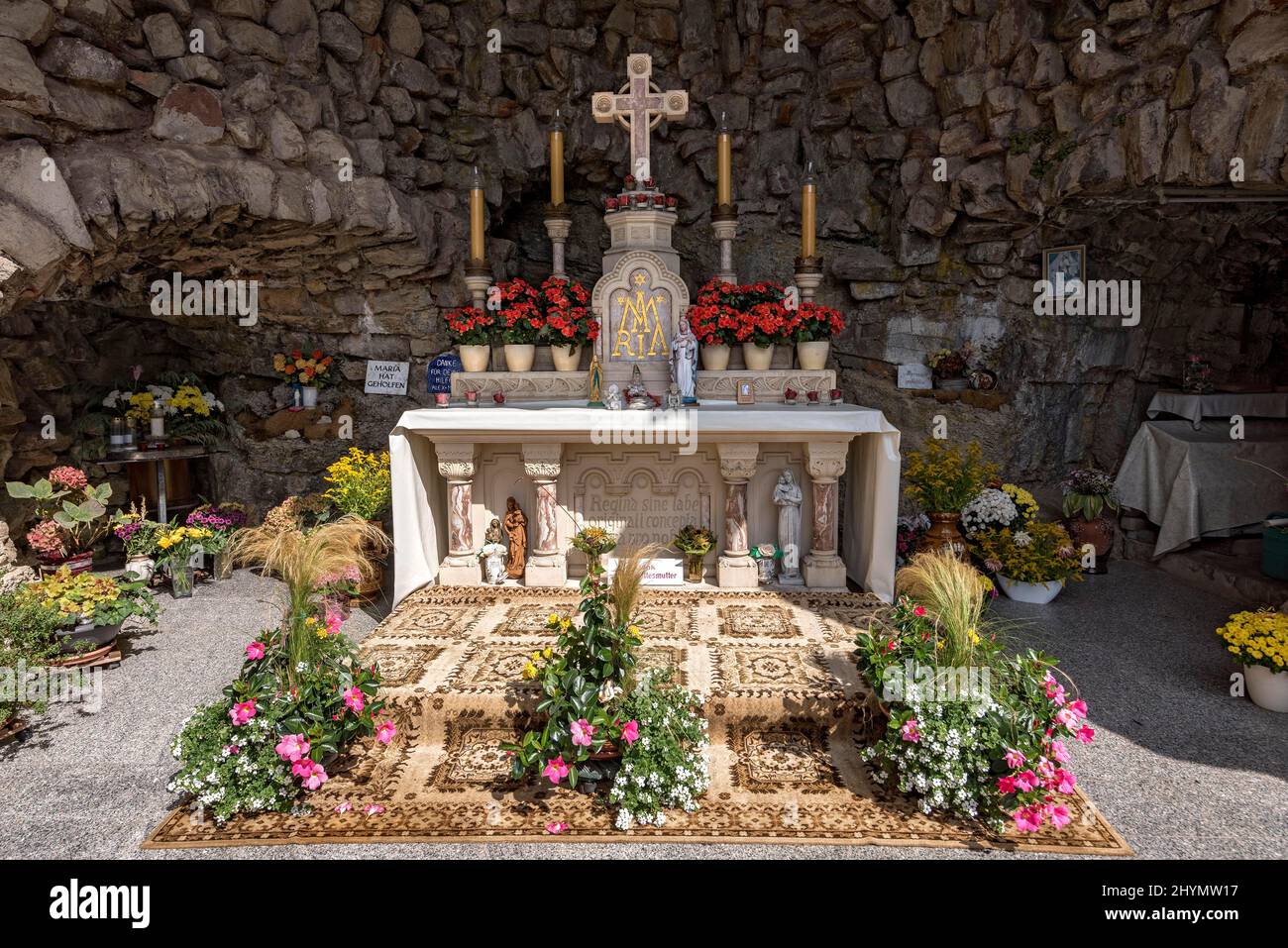 Altar with Christ Cross in Mary's Grotto, replica of the grotto of ...