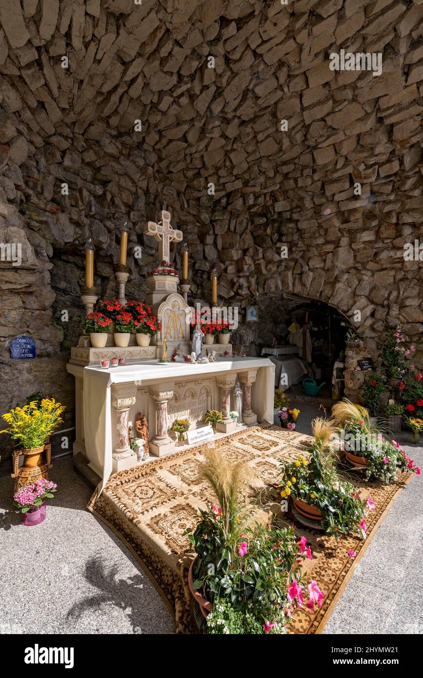 Altar with Christ Cross in Mary's Grotto, replica of the grotto of ...