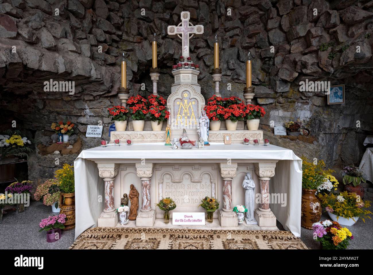 Altar with Christ Cross in Mary's Grotto, replica of the grotto of ...