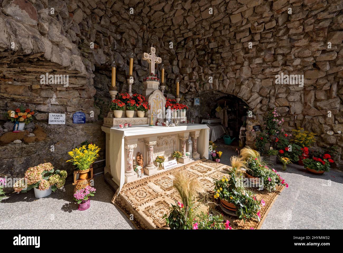 Altar with Christ Cross in Mary's Grotto, replica of the grotto of ...