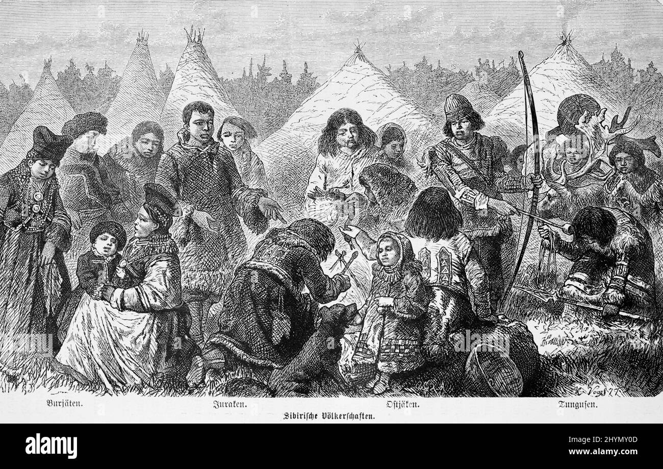 Indigenous people, different peoples, Buryats, Yuraks, Ostjaecken ...