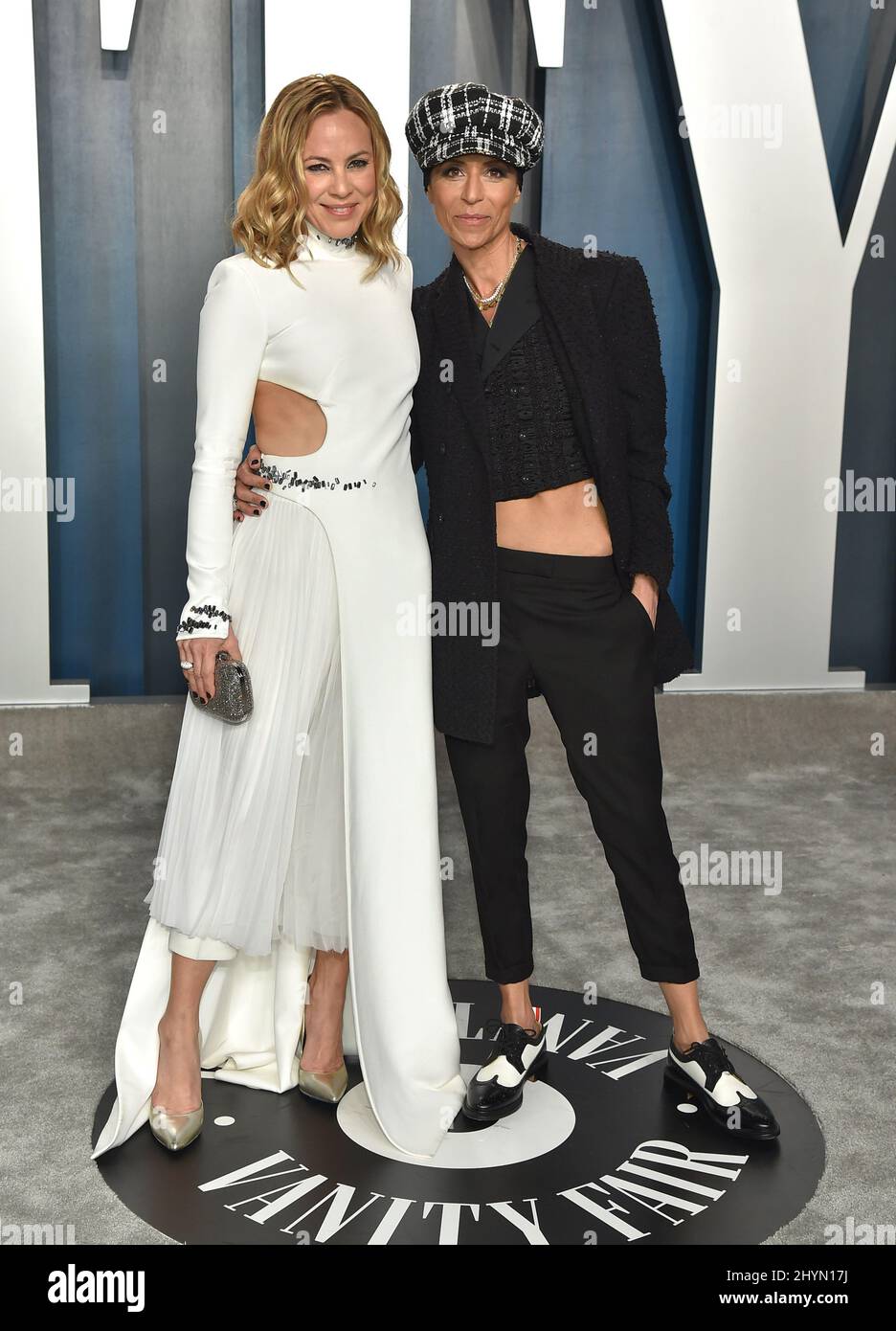 Maria Bello and Dominick Creen at the Vanity Fair Oscar Party 2020 held ...