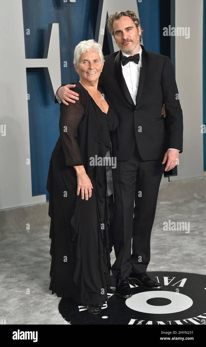 Joaquin Phoenix and Arlyn Phoenix attending the Vanity Fair Oscar Party ...