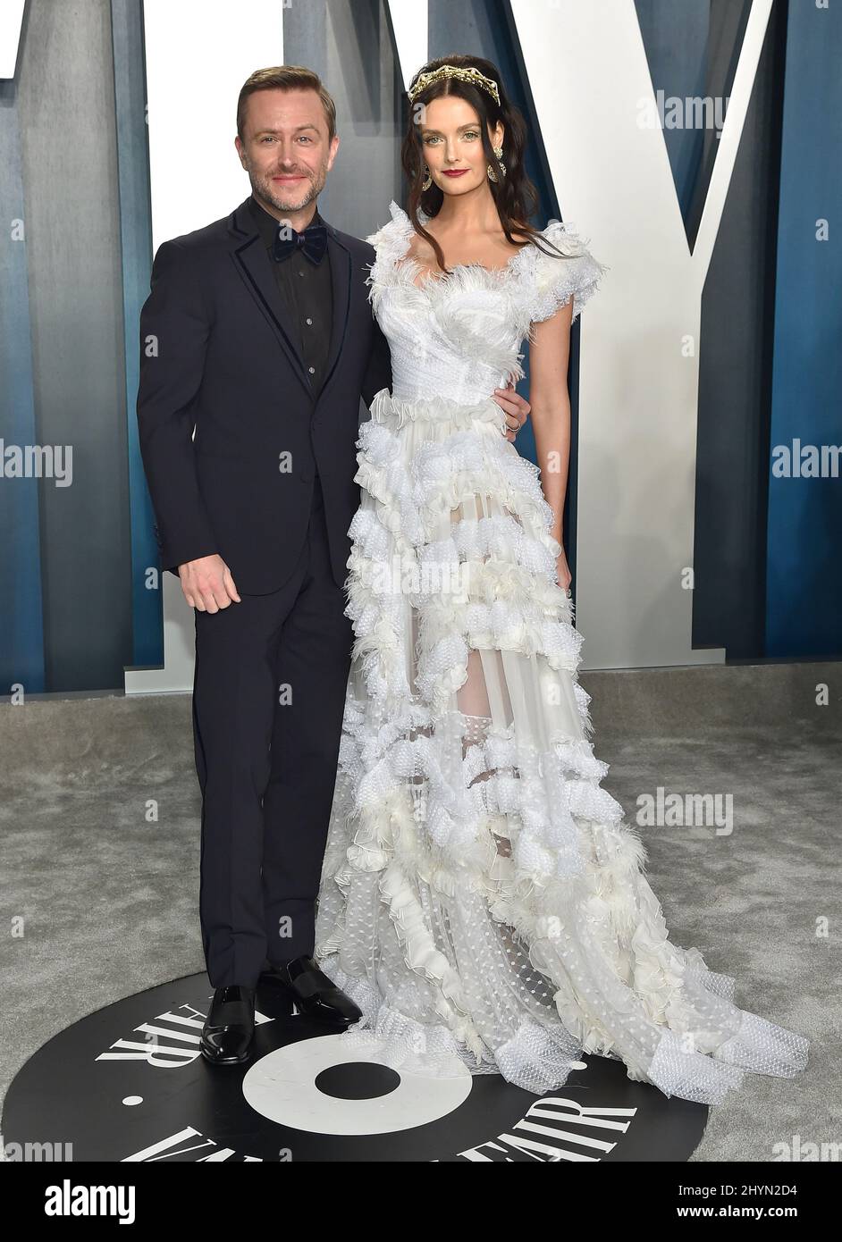 Chris Hardwick and Lydia Hearst attending the Vanity Fair Oscar Party ...