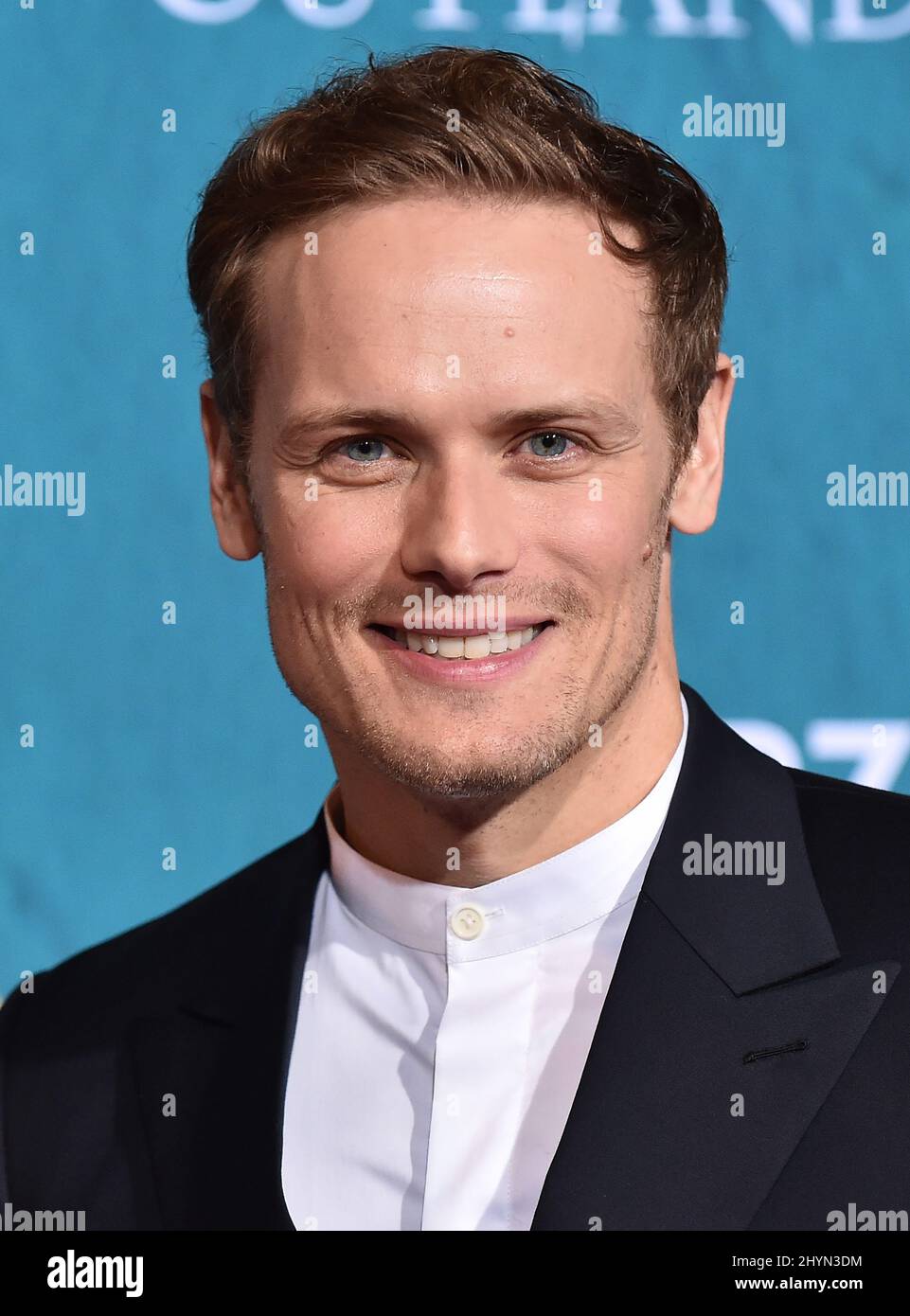 Caitriona Balfe and Sam Heughan attending the season five premiere of ...