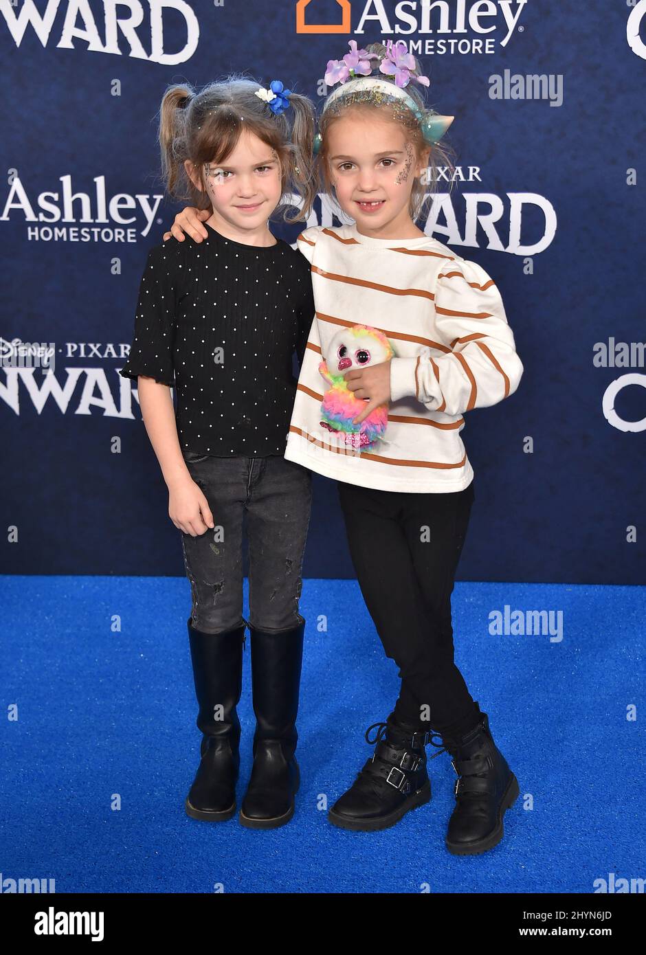 Mila Stauffer and Emma Stauffer attending the Onward World Premiere ...