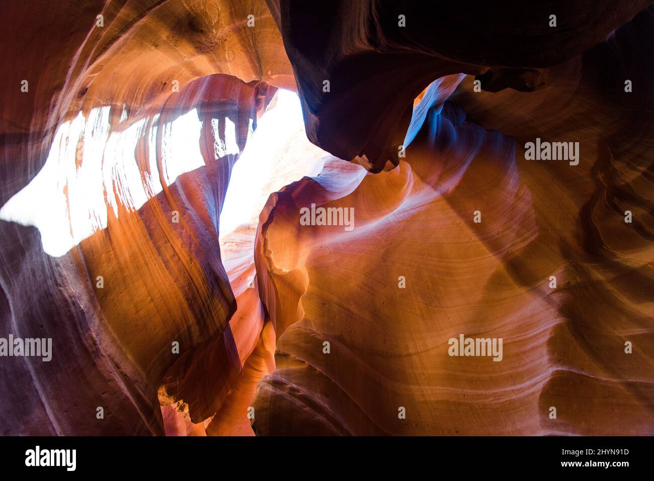 Low angle shot of sunlight beaming through the crack in the Antelope ...
