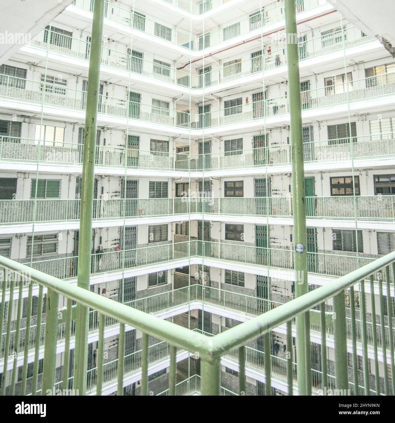 View of a building with symmetric balconies shot in Hong Kong Stock ... View of a building with symmetric balconies shot in Hong Kong Stock ...