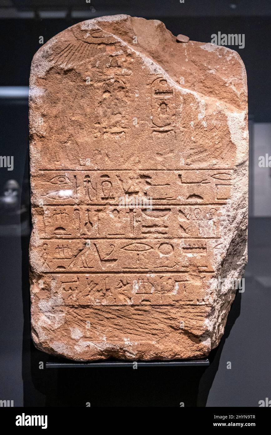 stela with the cartouches of the pharaohs Thutmose III and Hatsheput ...