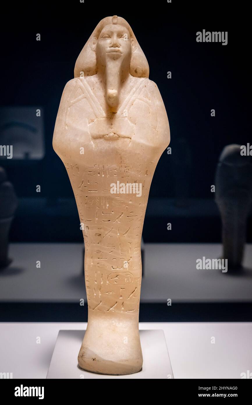Ushabti of pharaoh Taharqa, calcite, 25th dynasty, 690-664 BC, tomb of ...