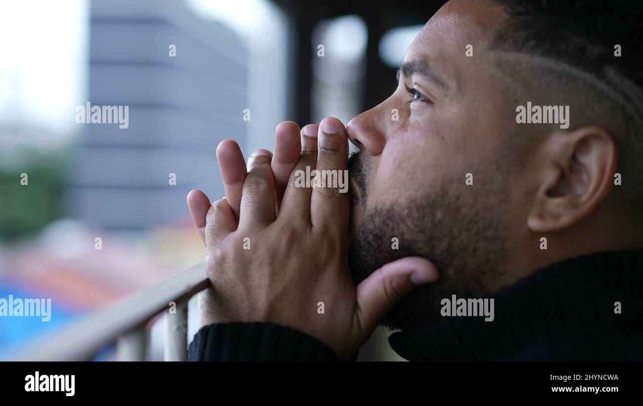 A worried man thinking of solution a preoccupied person thinking Stock ...