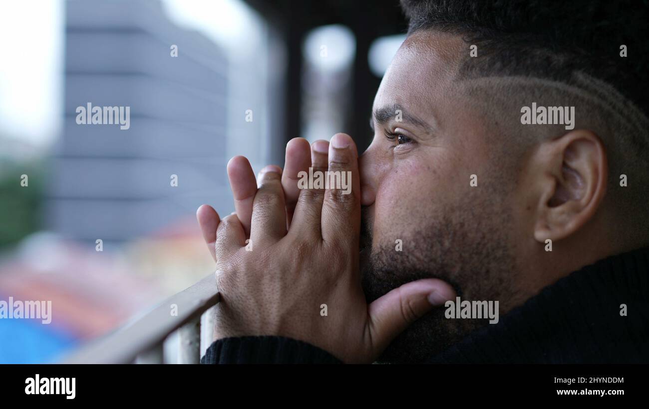 A worried man thinking of solution a preoccupied person thinking Stock ...