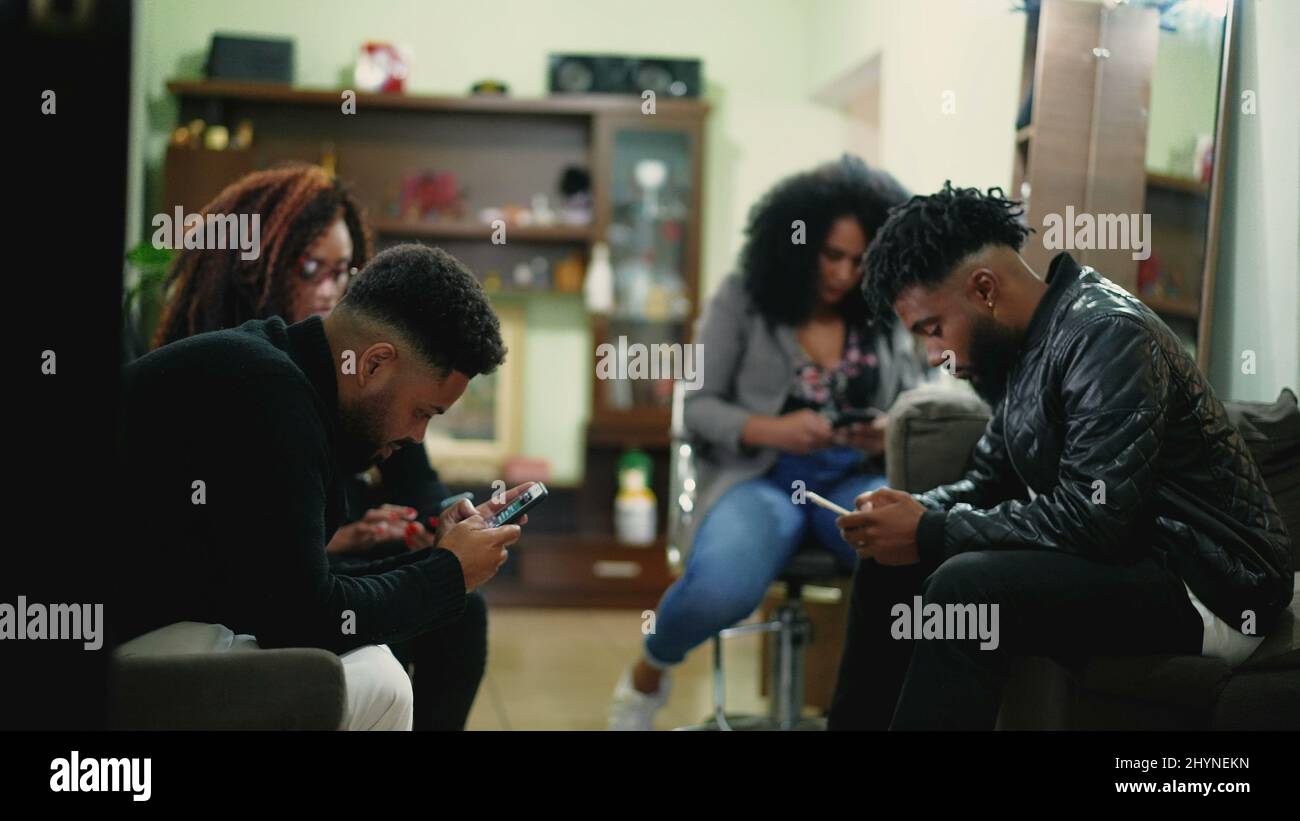 People living in technological isolation family fragmentation in front ...