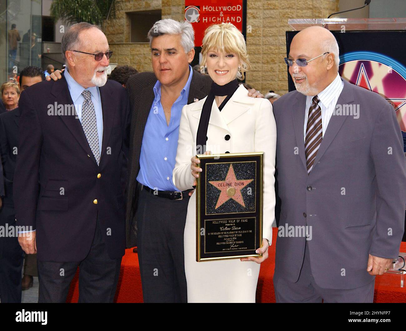 Jay leno rene angelil celine walk hi-res stock photography and images ...