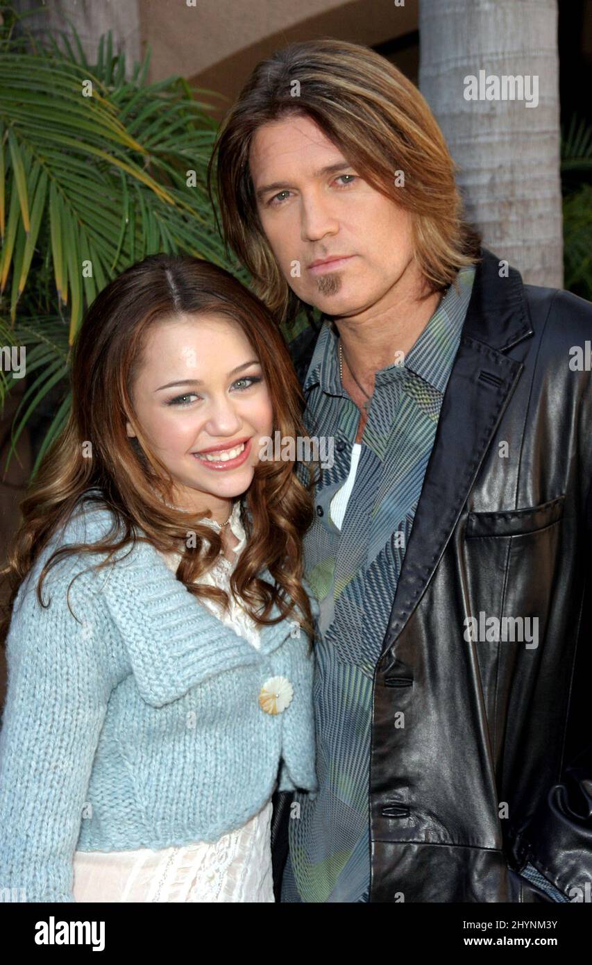 Miley Cyrus & Billy Ray Cyrus attend a 'Hannah Montana' Press ...