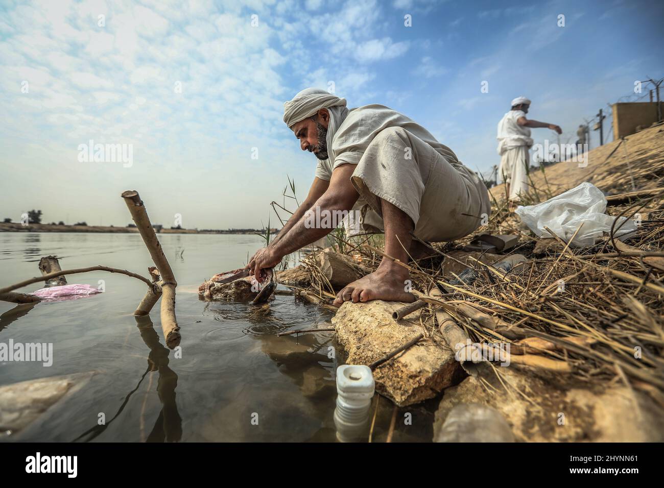 Baghdad, Iraq. 15th Mar, 2022. A follower of the Sabean-Mandaean ...