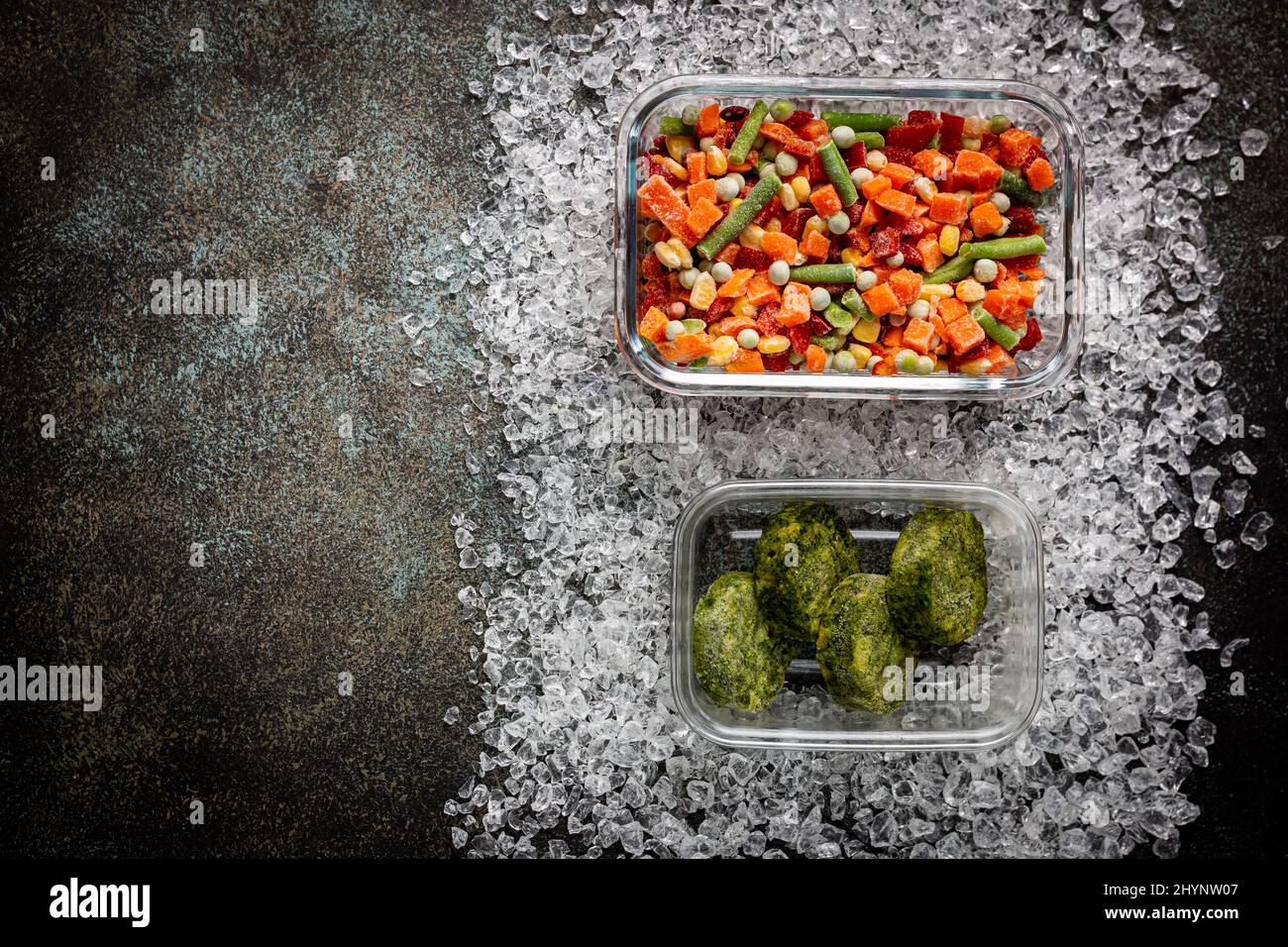 Mixed Frozen various vegetables in a box with ice, top view Stock Photo ...