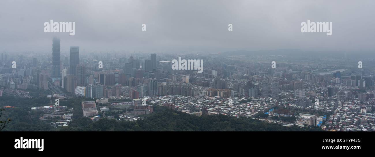 Taipei, Taiwan skyline viewed during the day from Elephant Mountain ...