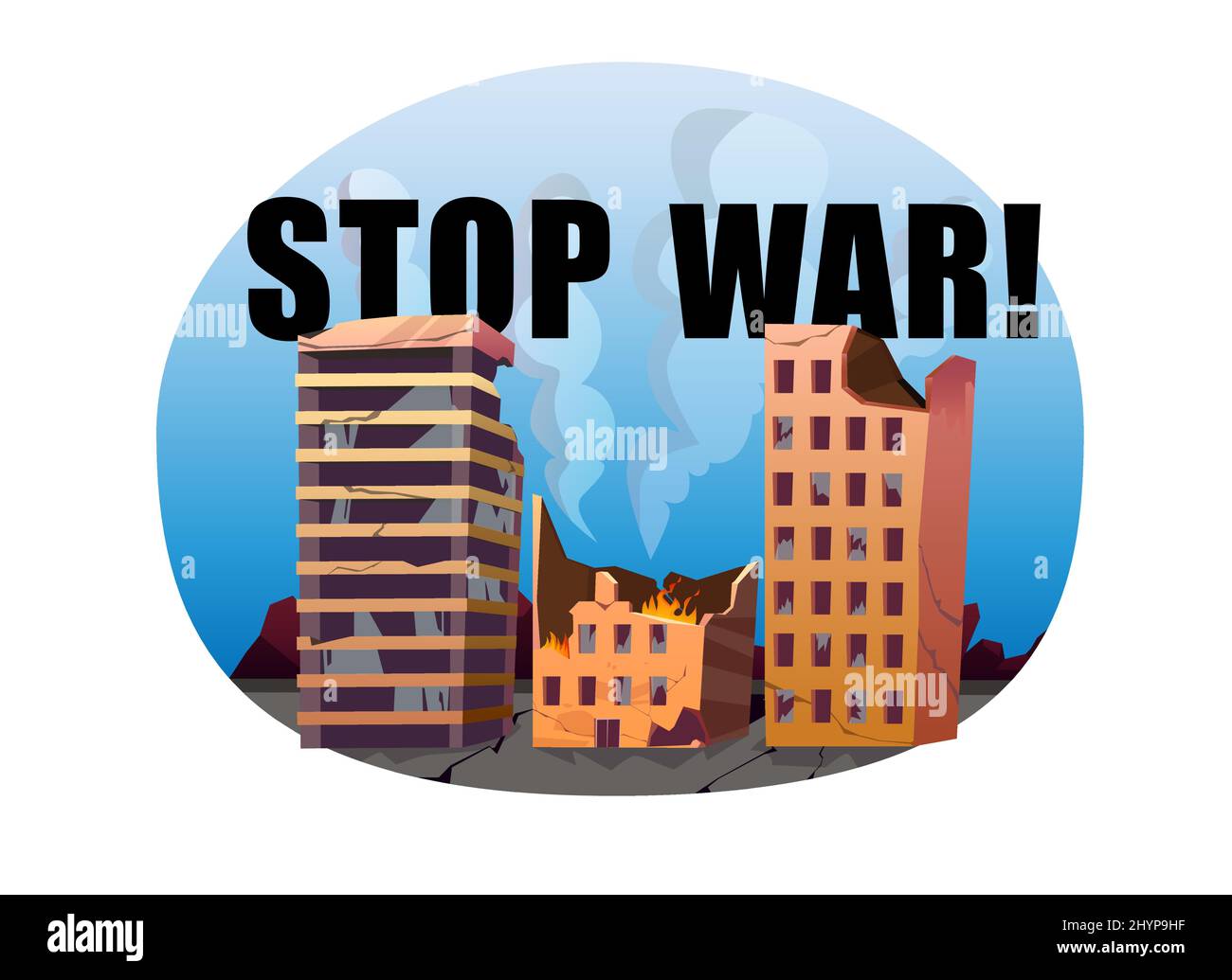 Ruined building on fire Stock Vector Images - Alamy