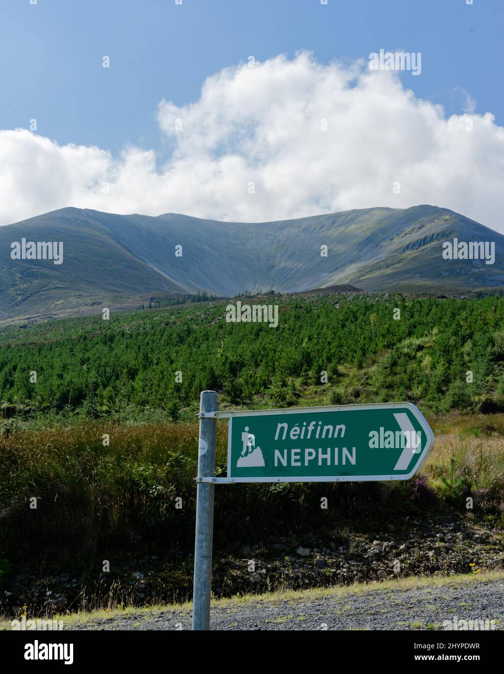 Direction sign of Nephin mountain in Ireland Stock Photo - Alamy