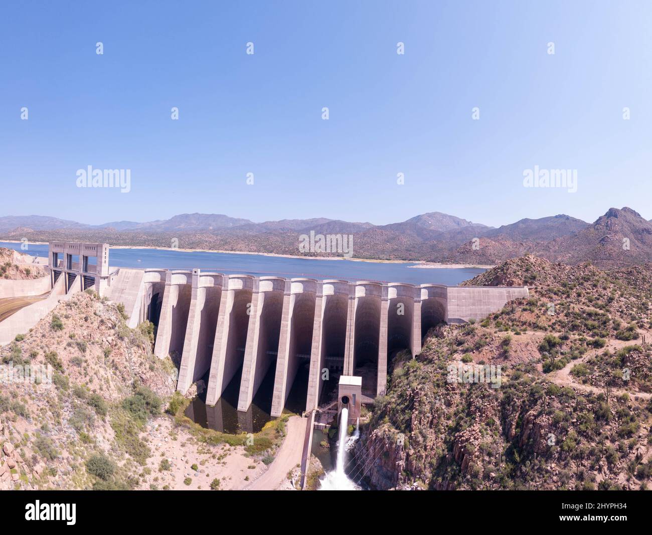 Aerial view of the Bartlett Dam on Verde River in Arizona, the USA ...