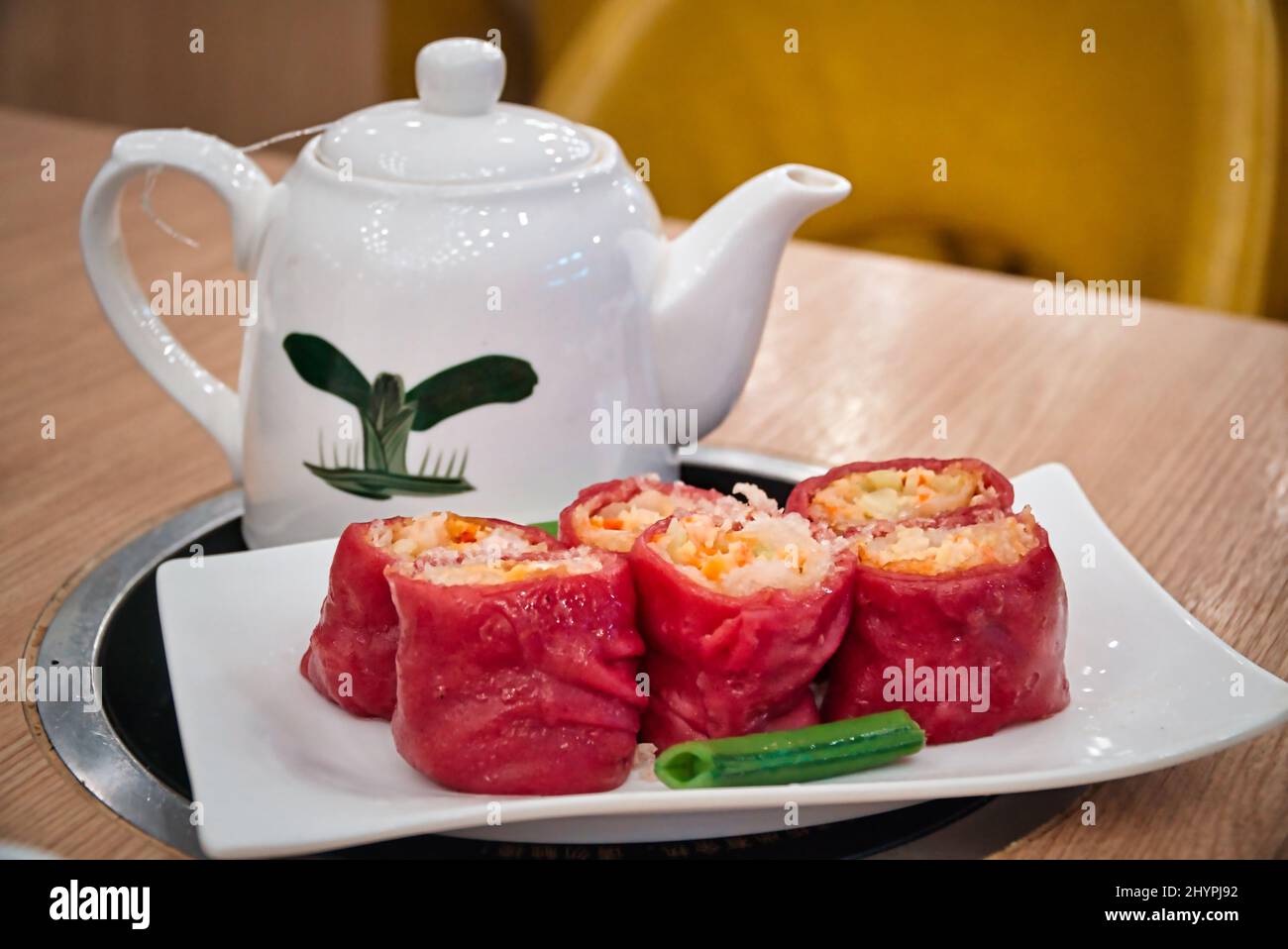 Delicious steamed rice rolls in a Chinese restaurant Stock Photo - Alamy