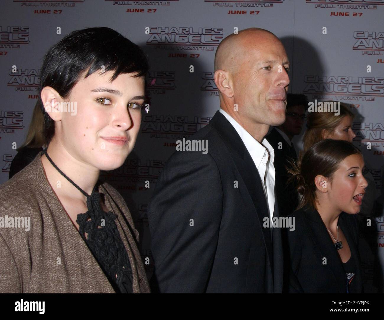 BRUCE WILLIS WITH DAUGHTERS RUMER & SCOUT ATTEND THE 'CHARLIES ANGELS ...