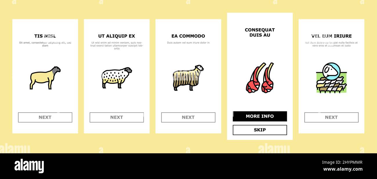 Sheep Breeding Farm Business Onboarding Icons Set Vector Stock Vector ...