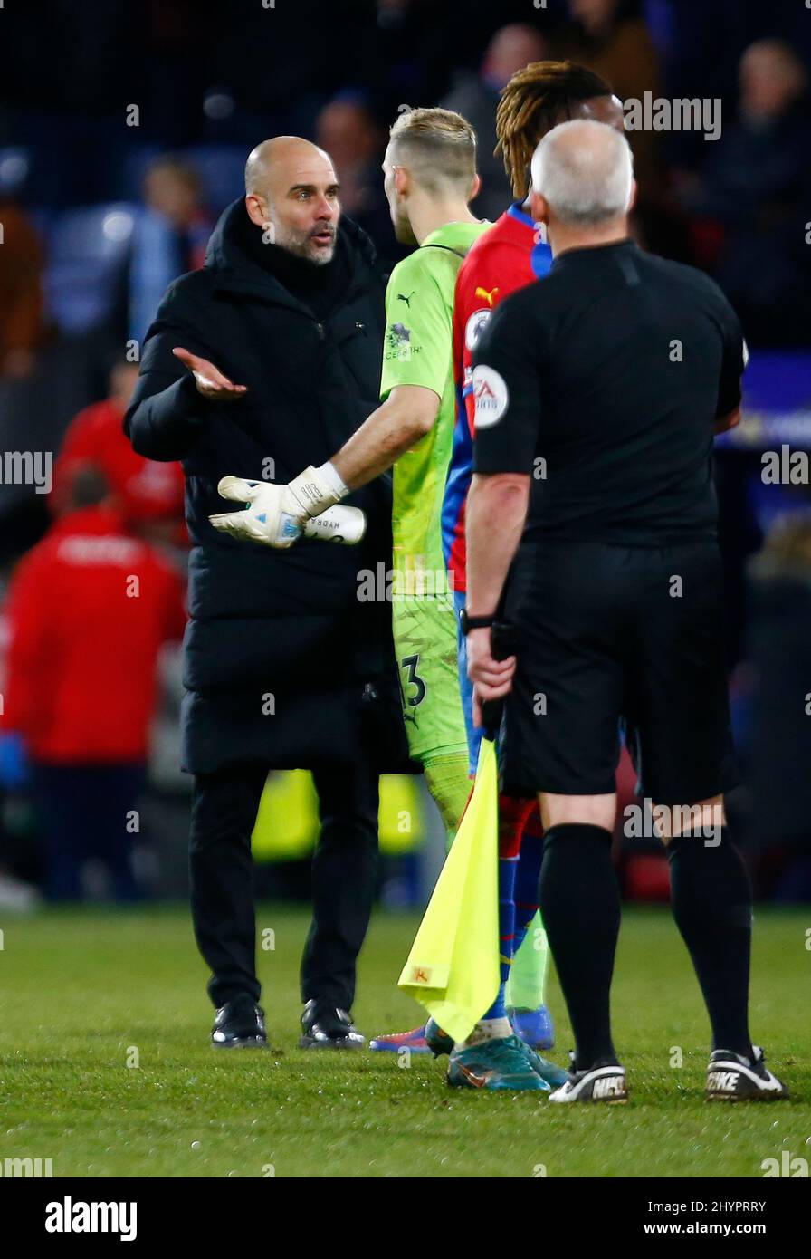 LONDON, United Kingdom, MARCH 14: L-R Manchester City manager Pep ...