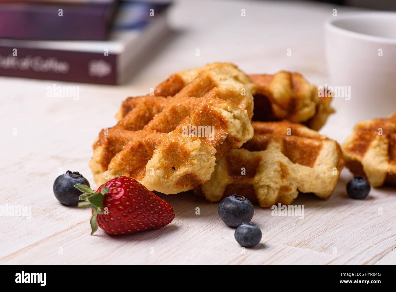 Belgian waffles breakfast Stock Photo - Alamy