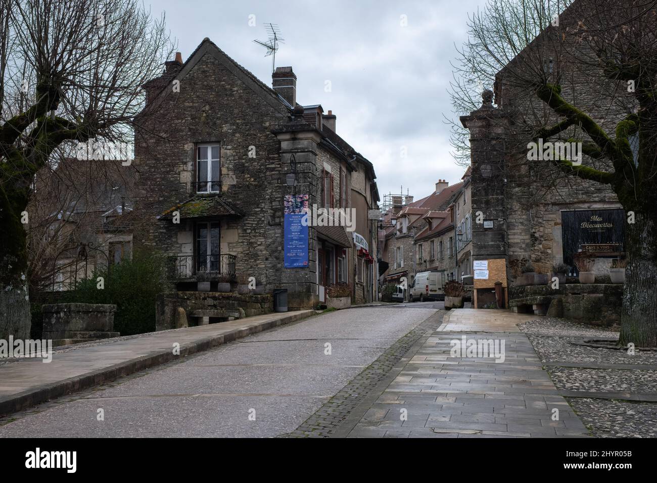 Vezelay, France - February 23 , 2022: Vezelay Abbey is a Benedictine ...