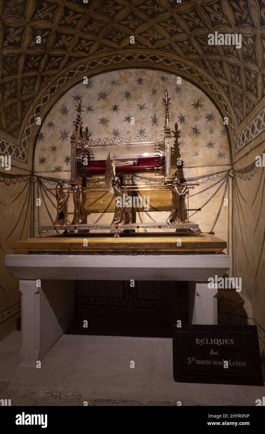 Vezelay, France - February 23 , 2022: Vezelay Abbey is a Benedictine ...