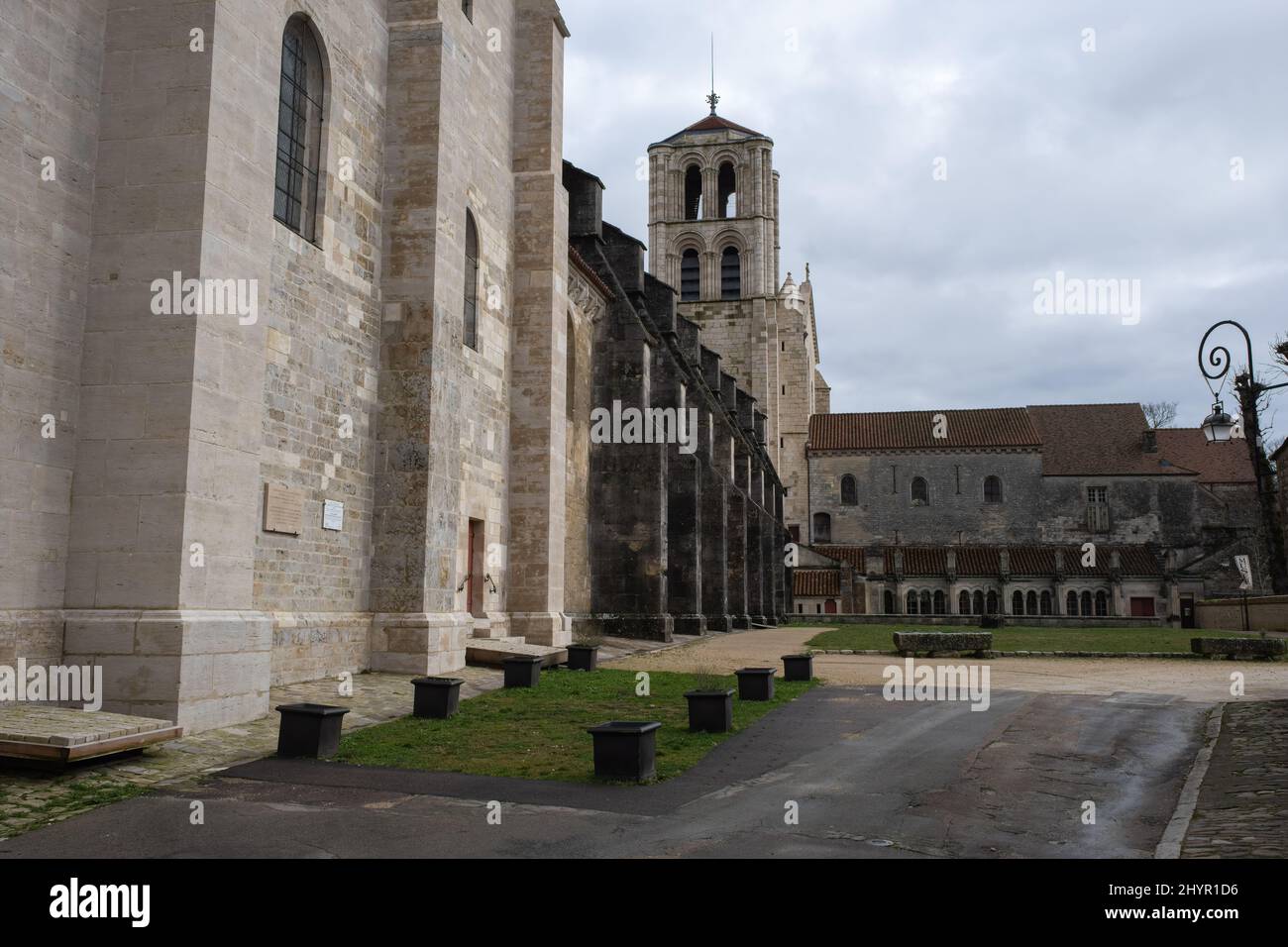 Vezelay, France - February 23 , 2022: Vezelay Abbey is a Benedictine ...