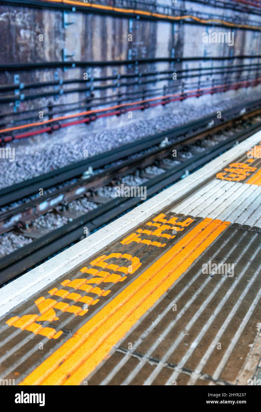 Mind the gap sign in London subway, UK Stock Photo - Alamy