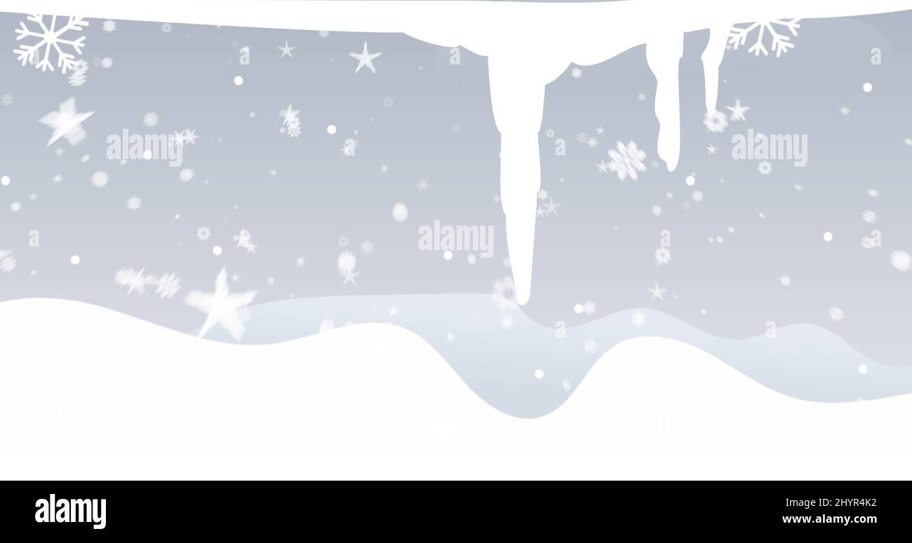 Image of snow falling over white and grey background Stock Photo - Alamy