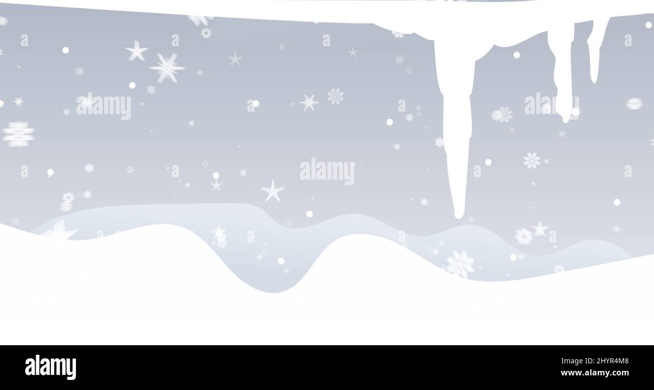 Image of snow falling over white and grey background Stock Photo - Alamy
