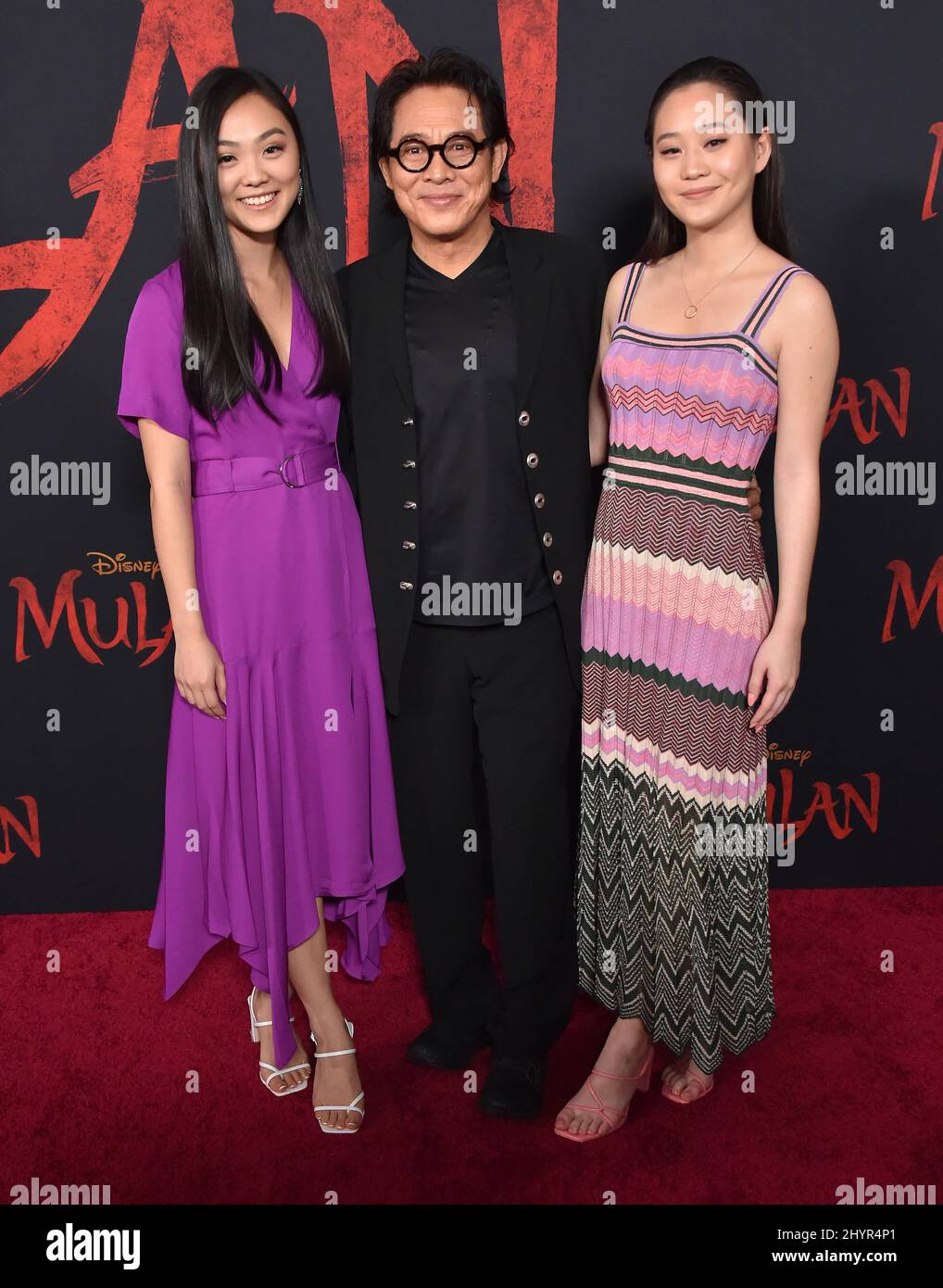 Jet Li, Jada Li and Jane Li attending Disney's Mulan World Premiere ...