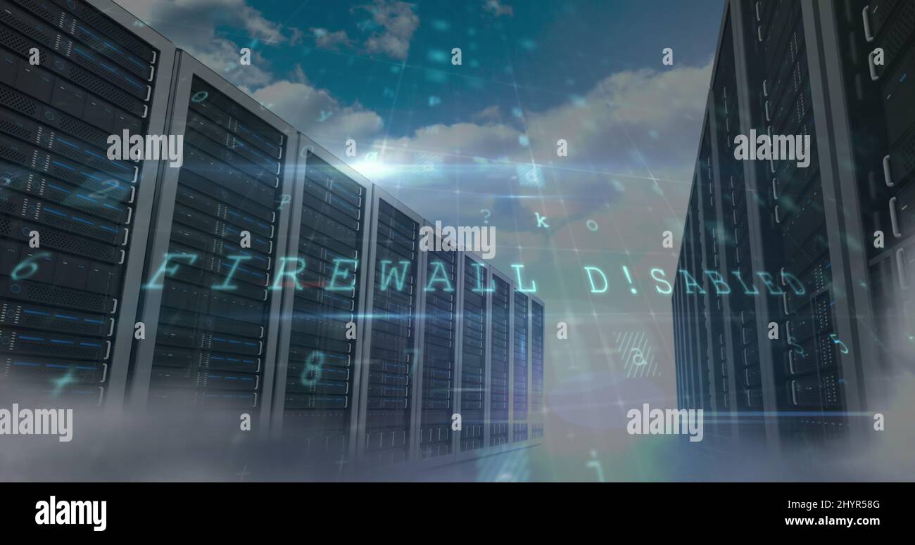 Image of cyber attack warning over server room Stock Photo - Alamy