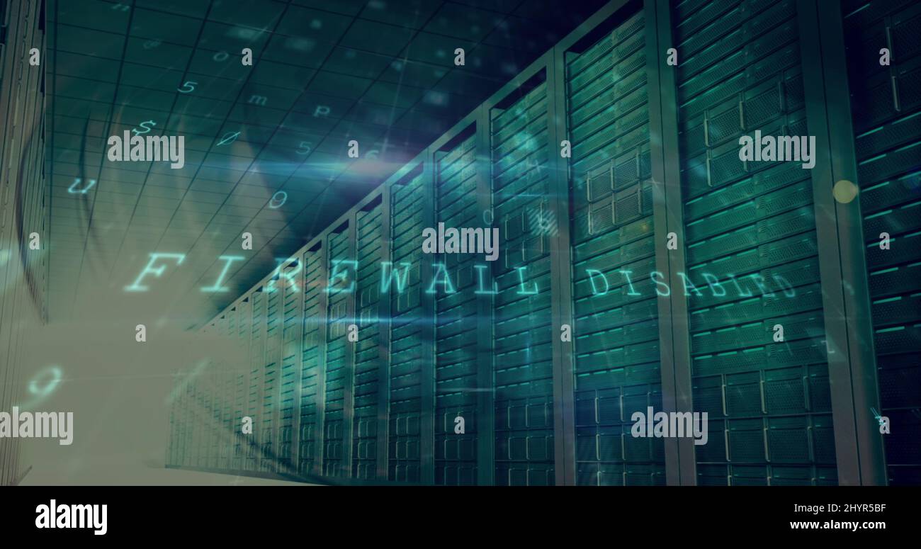 Image of cyber attack warning over server room Stock Photo - Alamy