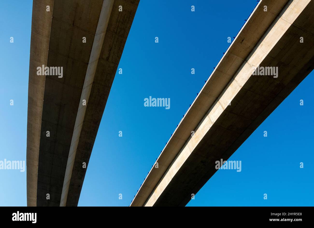 Large reinforced concrete road highway bridges spanning across valleys ...